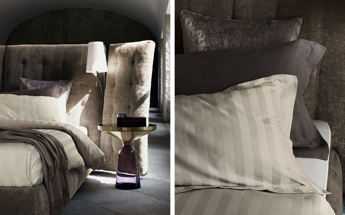 Flou bed - Angle With side panels quilted headboard