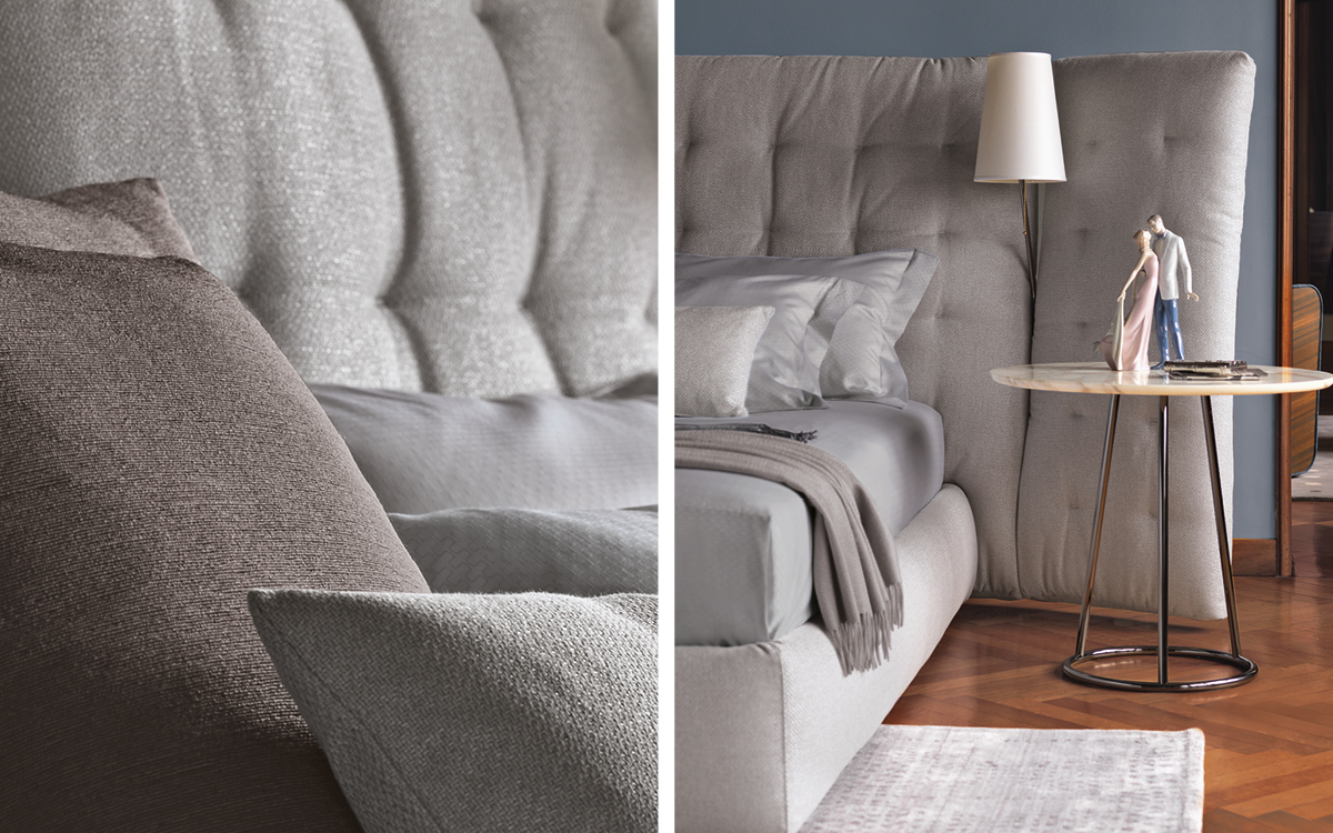 Flou bed - Angle With side panels quilted headboard